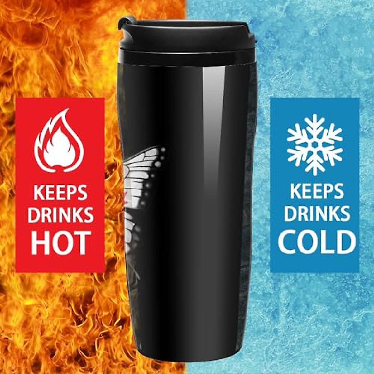 Canada Flag Butterfly Travel Coffee Mug Reusable Coffee Cup Tumbler with Lid for Outdoor 350ml