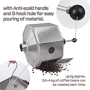 ICZW Coffee Bean Roaster 14.5L Coffee Bean Baker Gas Burner Drum Type Stainless Steel for Home and Commercial Use