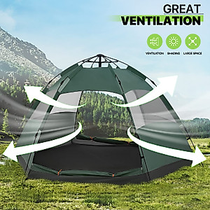 Magshion Camping Lightweight Instant Tent 2 Person Durable Pop Up Indoor Tent Portable Outdoor Backyard Green Tent for Hiking Backpacking, Easy Setup