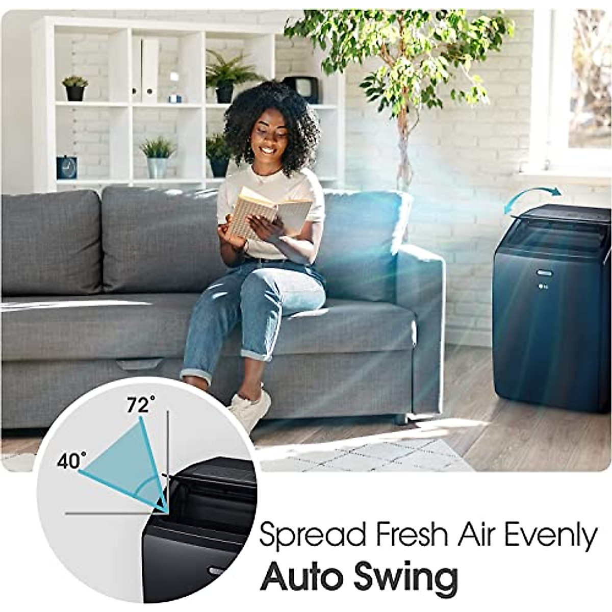LG 10000 BTU Portable Air Conditioners [2023 New] Wheels for Easy Install LCD Display Remote Control Wifi AppCools 450 Sq.Ft 3-in-1 function Timer air conditioner AC Unit Home Room Black LP1023BSSM