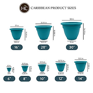 The HC Companies 6 Inch Caribbean Planter - Lightweight Indoor Outdoor Plastic Plant Pot for Herbs and Flowers, Dusty Teal