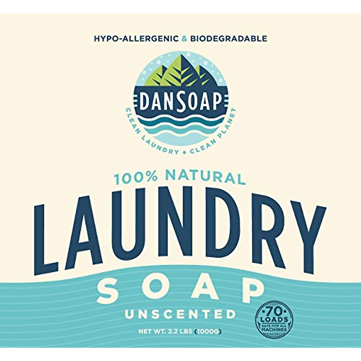 DanSoap Powdered Laundry Soap | Natural, Plastic Free | Unscented (70 Washes)