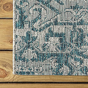 JONATHAN Y SMB105C-4 Estrella Bohemian Medallion Textured Weave Indoor/Outdoor Teal/Gray 4 ft. x 6 ft. Area-Rug, Coastal,Easy-Cleaning,HighTraffic,LivingRoom,Backyard, Non Shedding