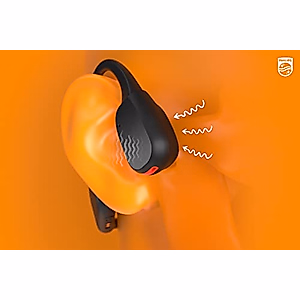 Philips GO A7607 Open-Ear Bone Conduction Bluetooth Headphones with Bluetooth Multipoint, IP66 Water-Resistant, Black