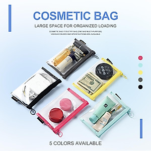 VEXTROFORT Small Makeup Pouches for Purse, Mini Clear Zipper Bag, 5 Pieces Waterproof Travel Organizer for Women Girls Waterproof (Black, Gray, Rose Red, Blue, Yellow)