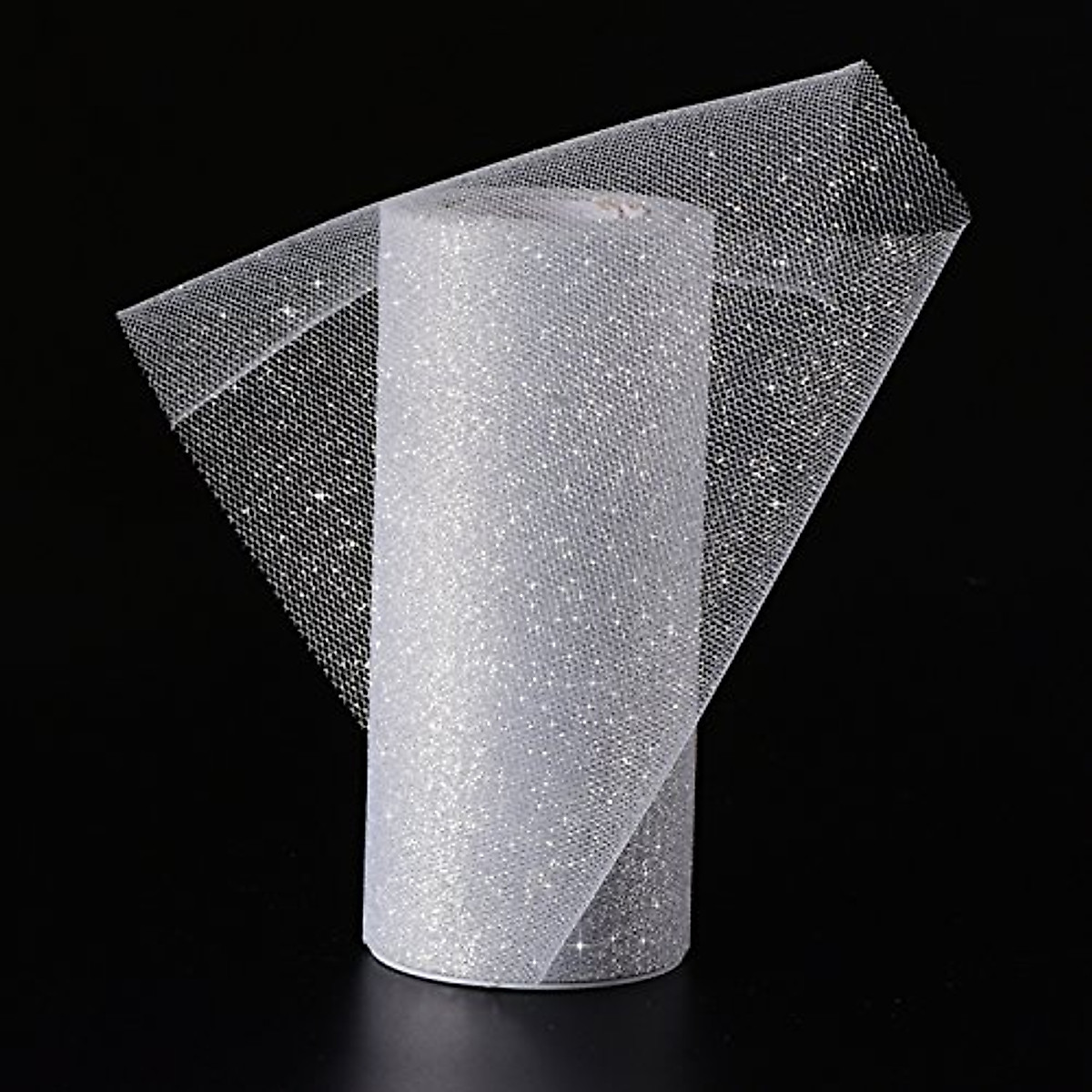 Sparkling Tulle Ribbon Roll Glitter Tulle Spool, 6 Inches by 25 Yards for Christmas Wedding Gift Wrapping Tutu Skirt, Party Decoration
