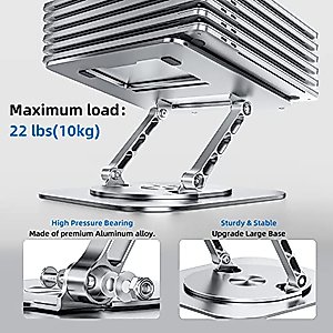 MCHOSE Adjustable Laptop Stand for Desk, Ergonomic Laptop Riser with 360° Rotating Base, Foldable Notebook Computer Holder Stand Compatible with MacBook Air Pro, Dell XPS, More 10-17" Laptops, Silver