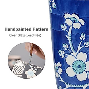 Taimei Teatime Ceramic Tea Cup with Infuser and Lid, 17 oz Tea Infuser Mug for Steeping Loose Leaf Tea with Handpainted Floral Pattern, Tea Mug with Infuser Basket, Women Office Home Gift