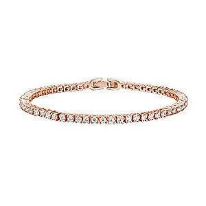 PAVOI 14K Gold Plated Cubic Zirconia Classic Tennis Bracelet | Rose Gold Bracelets for Women | 6.5 Inches
