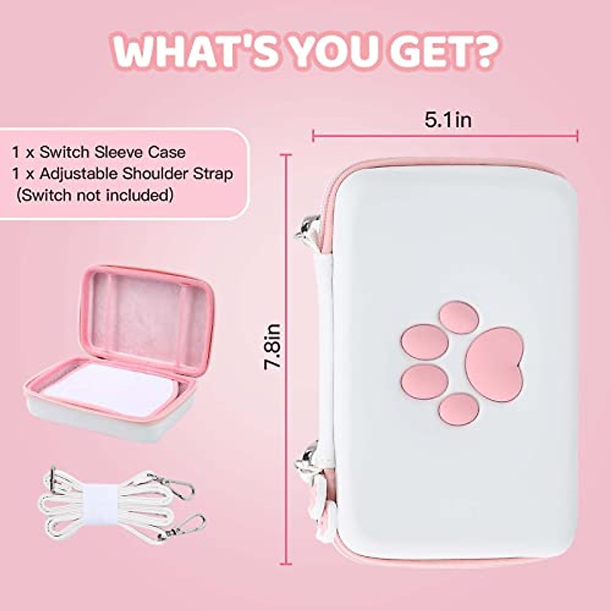 GFANSY Switch Carrying Case for Nintendo Switch OLED Model 2021 & Switch 2017, Hard Shell Portable Cover Storage Bag w/12 Game Card Slots for Nintendo Switch Console & Accessories