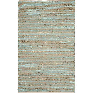 SAFAVIEH Cape Cod Collection Accent Rug - 4' x 6', Aqua, Handmade Flat Weave Jute, Ideal for High Traffic Areas in Entryway, Living Room, Bedroom (CAP851D)