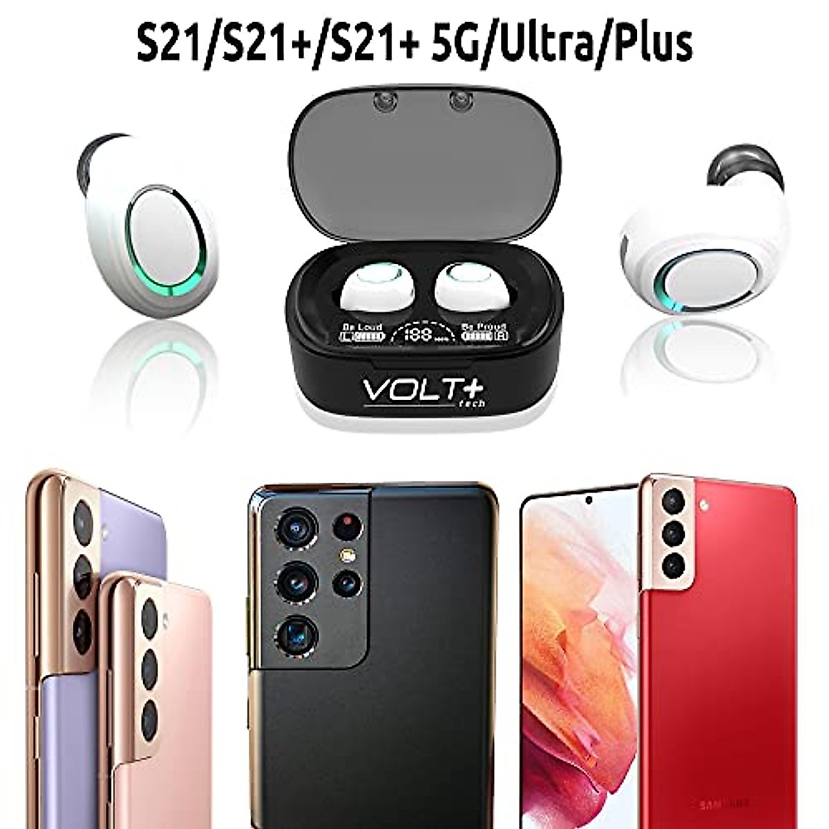 VOLT PLUS TECH Wireless V5.1 PRO Earbuds Compatible with Microsoft Lumia 532 IPX3 Bluetooth Touch Waterproof/Sweatproof/Noise Reduction with Mic (White)