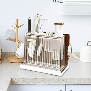 Cabilock Transparent holder kitchen utensil cutting board organizer holder for kitchen drawer kitchen tool holder flatware plastic tray block the pet white household