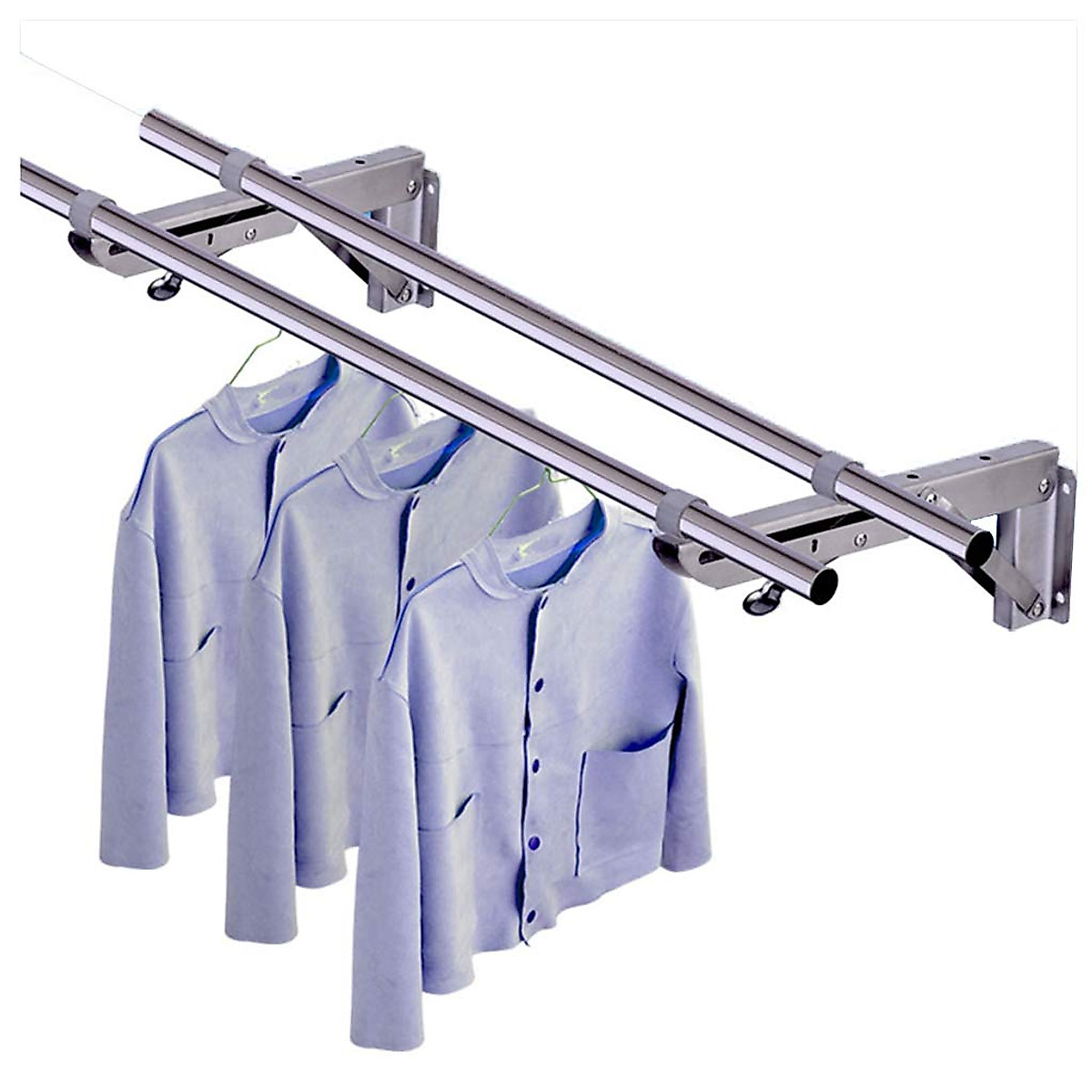 LXLTL Wall Mounted Clotheshorse, Stainless Steel Folding Dryer Rack Dryer Clothes for Indoor and Outdoor Balcony Wall Dryer and Towel Rail,Double Pole,150cm