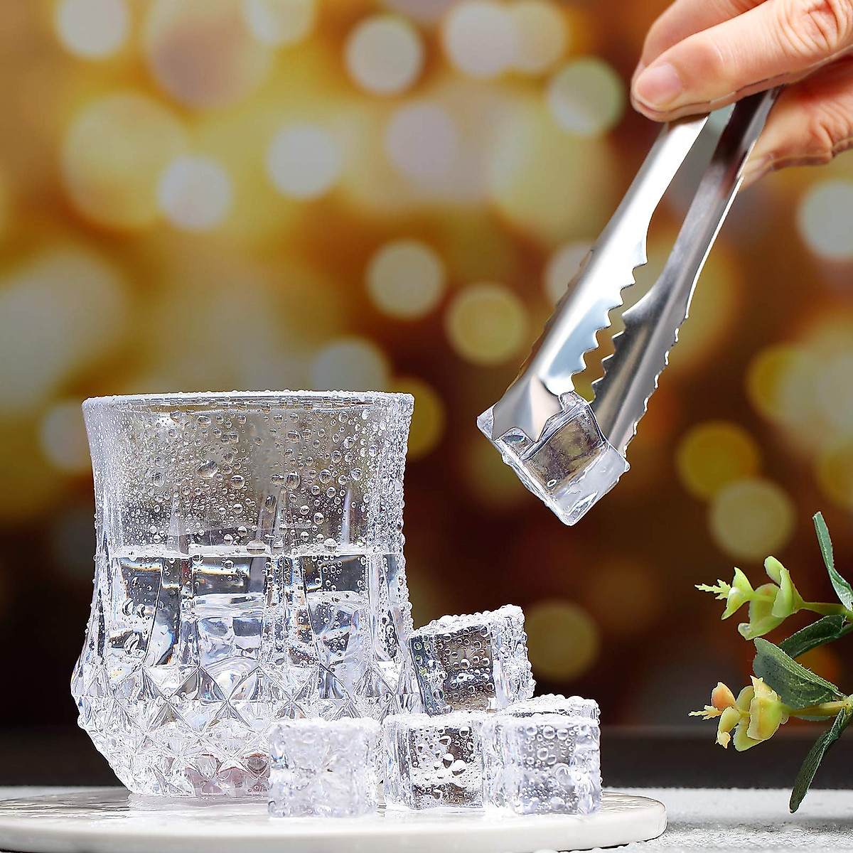 15 Pieces Mini Ice Tong Stainless Steel Appetizers Tongs Small Serving Tongs Sugar Cube Clips with Teeth, Sawtooth Kitchen Tongs for Tea Party Coffee Bar Wedding, 6 Inch