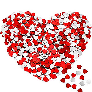 3000 Pieces Glitter Heart Paper Confetti Table Confetti Heart Sequins Confetti for Wedding Engagement Decor Valentine's Day Table Scatter Party Decorations (Red, Rose Gold, Silver)