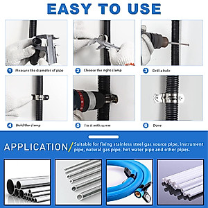 Glarks 85Pcs Pipe Strap Clamp Set M8 M10 M12 M14 M16 M20 M25 304 Stainless Steel Two Hole Strap Heavy Duty Rigid Pipe Strap U Bracket Tube Strap Assortment Kit For Pipe Tube Fixing