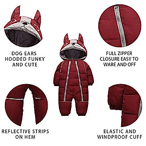 Fairy Baby Infant Baby Snowsuit Toddler One Piece Romper Hooded Jumpsuit Winter Coat Warm Outwear Kids Girls Boy 3T (WineRed)