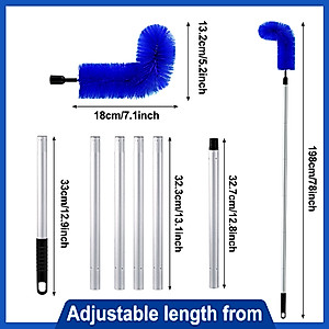 Layhit Gutter Cleaning Brush Extendable Guard Cleaner Tool with 6 Pcs Aluminum Extension Pole Long Splicing Gutter Cleaning Tools from the Ground for Easy Removing Leaves and Debris Cleaner (Blue)