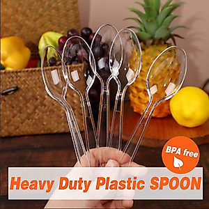 Liacere 360 Pieces Clear Plastic Spoons - Heavyweight Disposable Spoons-6.7inch Heavy Duty clear Cutlery - Plastic Utensils - Perfect for Parties and Restaurants