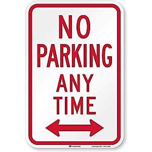 SmartSign - K-2331-HI-12x18 "No Parking Any Time" Sign | 12" x 18" 3M High Intensity Grade Reflective Aluminum Red on White
