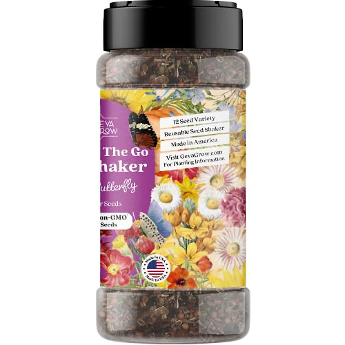 Bulk Wildflower Seed Shaker - Bird & Butterfly Garden Seed Mix | Bulk 180,000+ Seeds of Annual & Perennia l Hummingbird, Flower Seeds for Planting | No Messy Bags or Packets | 8 Ounce