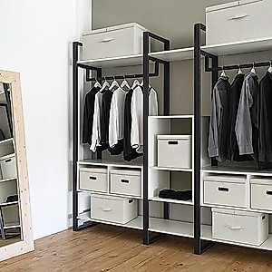 Bellzacasa Collapsible Storage Bins with Lids, 2 Pack Linen Fabric Foldable Storage Bin Cube with Handles, Toy Storage Baskets Box Closet Organizers and Storage Containers, Beige, 14.6x10.5x8.5