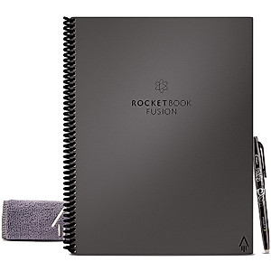 Rocketbook Fusion Smart Reusable Planner,Calendar,And Note Template Pages,Pack Of 2 (Blue & Gray) Reusable Notebooks (8.5" X 11") With 2 Pilot Frixion Pens & 2 Microfiber Cloths Included