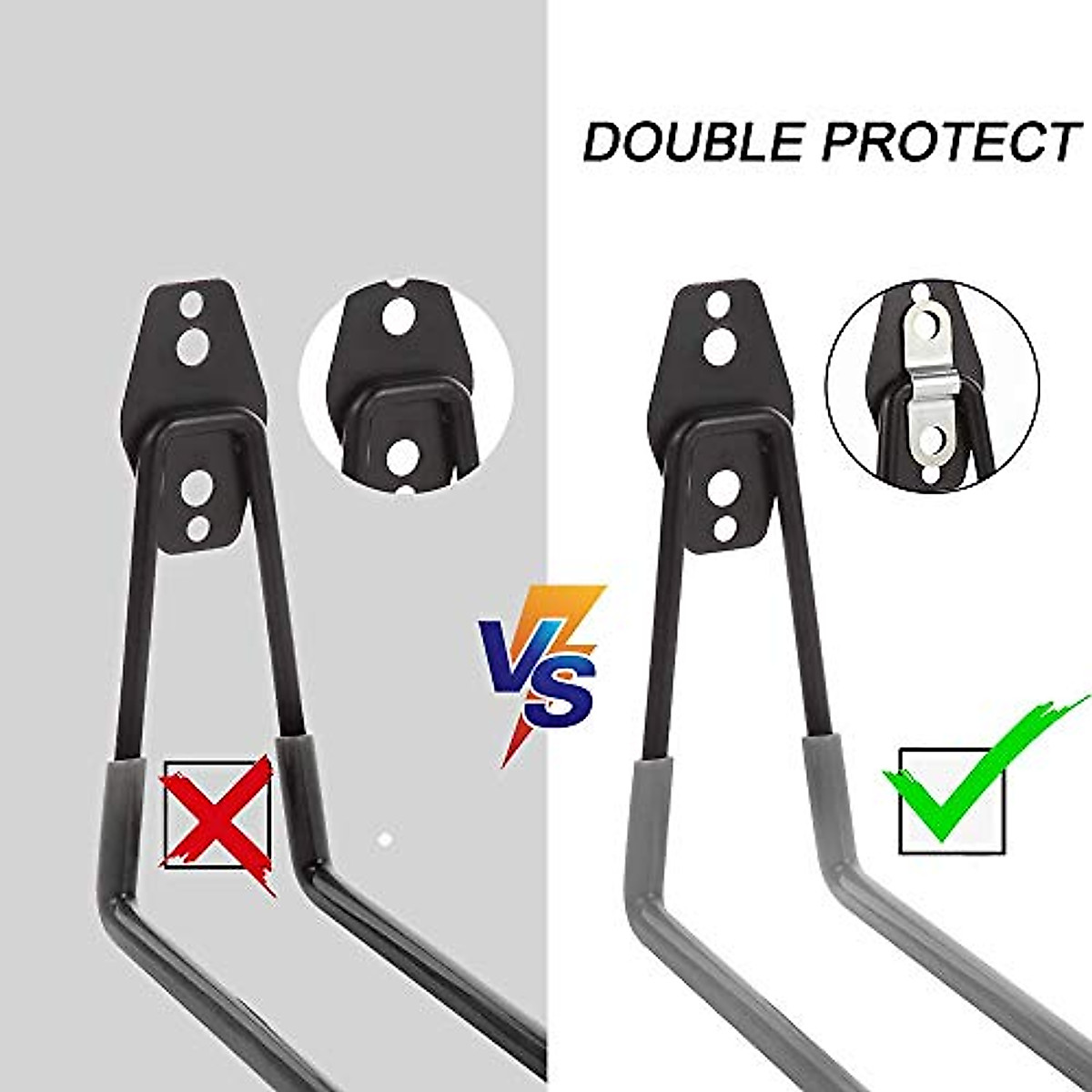 PHUNAYA Garage Wall Hooks,Add Steel Reinforced Piece,Double Heavy Duty Storage Hangers for Organizing Ladder,Bike,Hoses,Garden Tool.(4 Set*7.5")