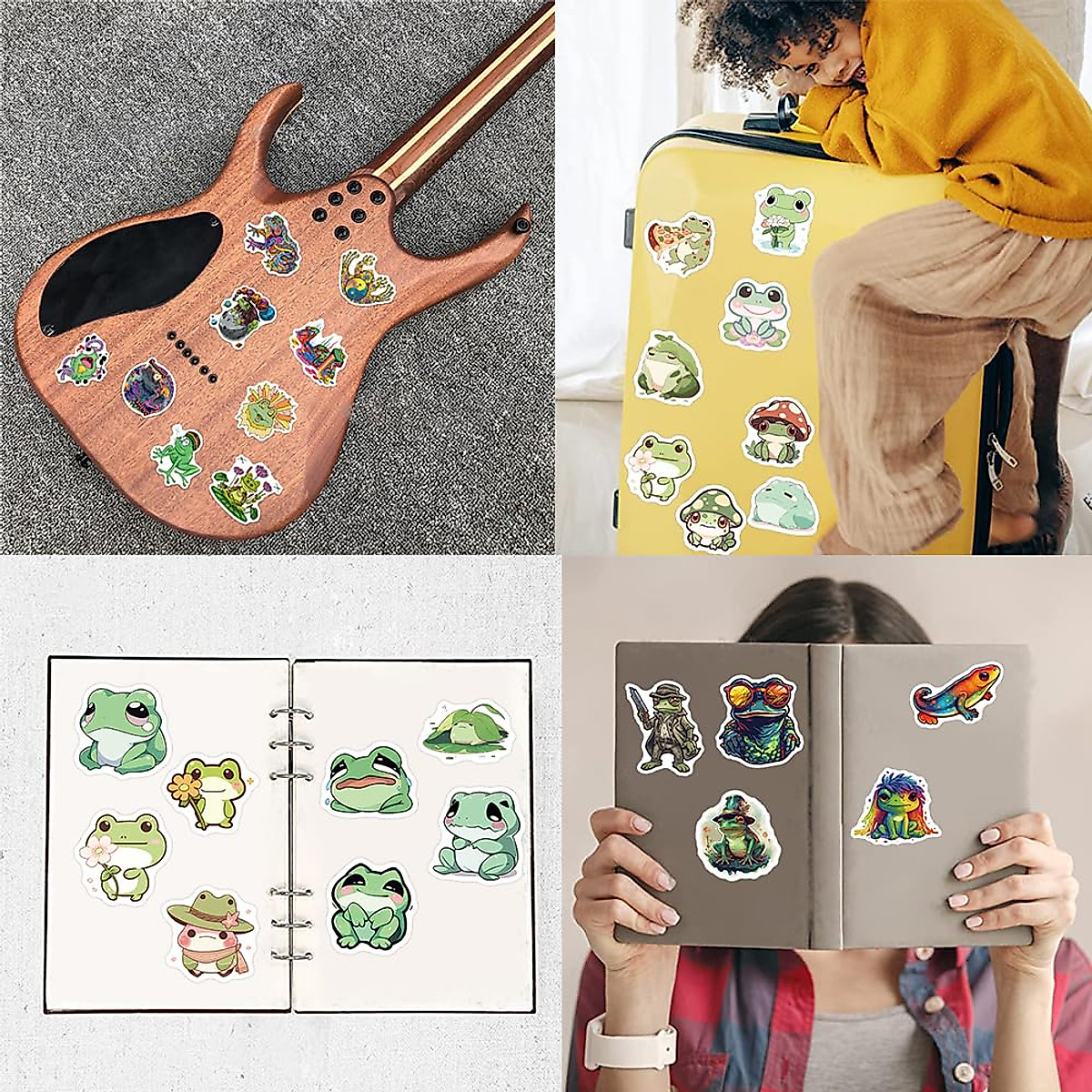 200PCs Frog Stickers, Cute Frog Stickers, Cool Frog Stickers, Colorful Frog Stickers, Vinyl Waterproof Animal Stickers for Laptop Aesthetic Stickers for Laptop, Skateboard, Water Bottles