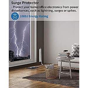 Extension Cord 25 ft, Power Strip Long Cord, NTONPOWER Heavy Duty Surge Protector Power Strip, 6 Outlet 2 USB,1875W / 15A Circuit Breaker, 1080 Joules, Wall Mount for Office Garage Kitchen Workbench