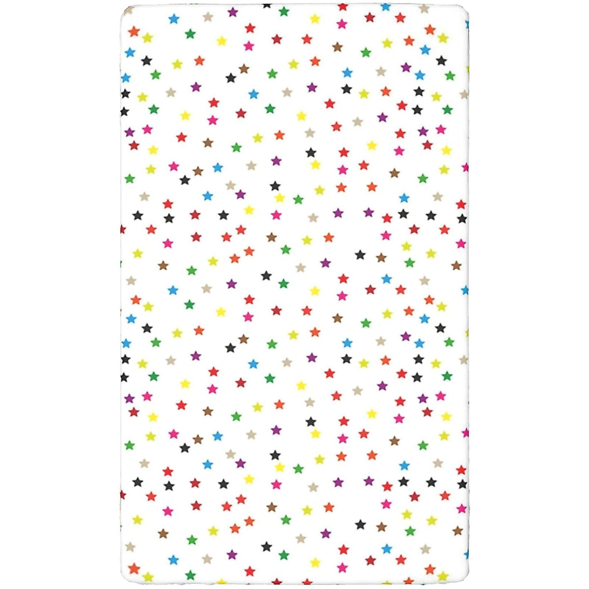 Stars Themed Fitted Mini Crib Sheets,Portable Mini Crib Sheets Soft and Breathable Bed Sheets-Baby Crib Sheets for Girl or Boy,24“ x38“,White Multicolor