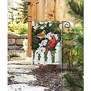 BreezeArt - Dogwood Cardinals Decorative Garden Flag 12x18 inch - Premium Quality SolarSilk - Made in the USA by Studio-M