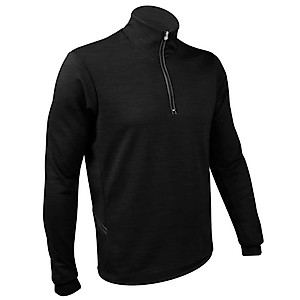 AERO|TECH|DESIGNS | Men's Long Sleeve Merino Wool Jersey | High Collar Performance Wool Blend Pullover | Medium | Black