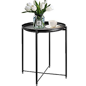 okugafit Outdoor Side Table, Patio Table, Small Outdoor Table for Patio Living Room Bedroom Balcony-Black
