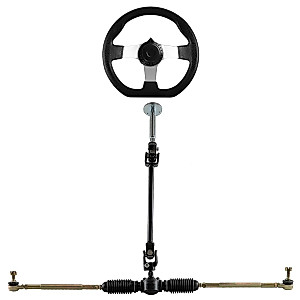 270mm Steering Wheel Kit Gear Rack Pinion Shaft Tie Rod Assembly Fit for 110cc 125cc Go Kart ATV Go Kart Cart Quad