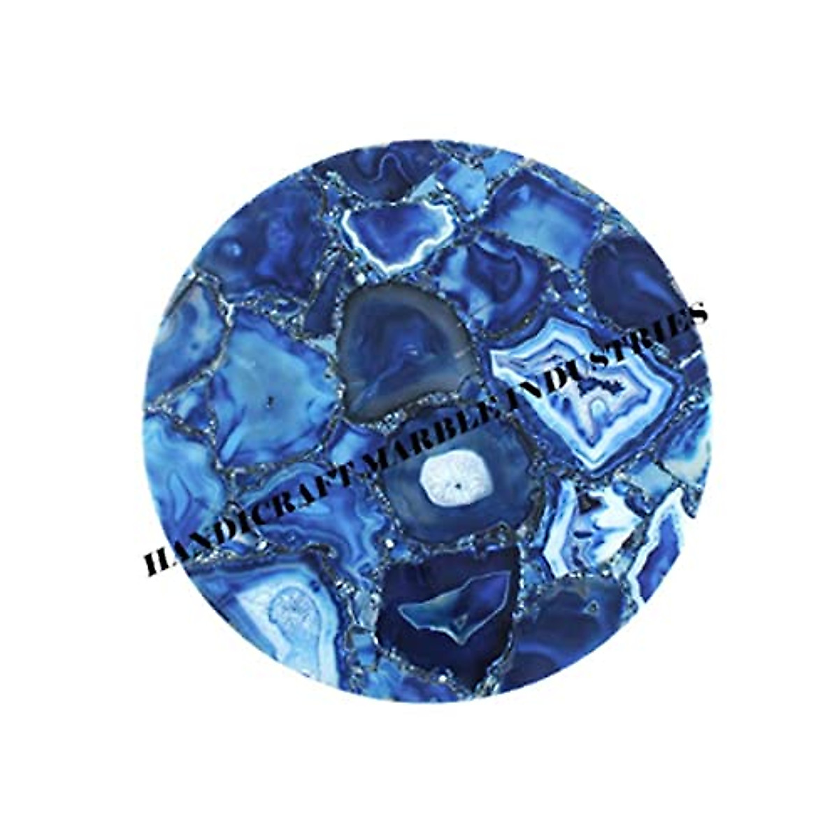 Blue Agate Stone Round Coffee Table Top, Blue Agate Stone Round Counter Top, Blue Agate Stone Round Centre Table Top, Blue Agate Stone Round Dining Table Top, Home Decor, Piece Of Conversation