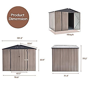 AECOJOY 8.4' x 6.3' Outdoor Storage Shed, Sheds & Outdoor Storage with Design of Lockable Doors, Utility and Outdoor Shed for Garden, Backyard, Patio, Outside use.
