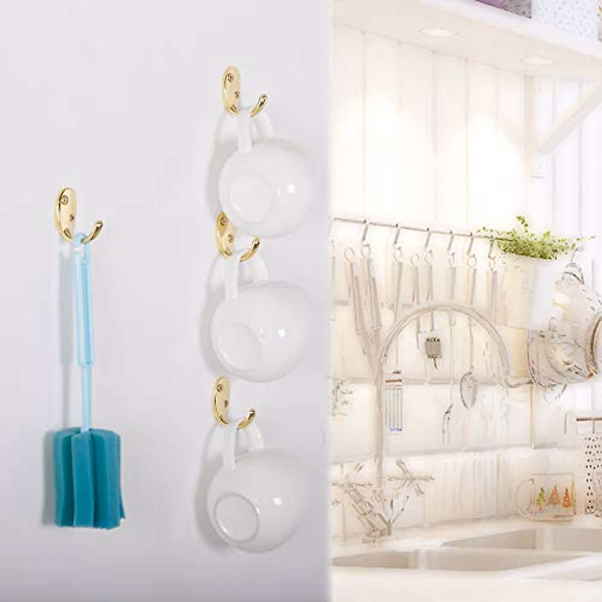 WEBI Coat Hooks Wall Mounted Robe Hooks Wall Hooks for Towel Closet Clothes Rail,10 Packs,White,XZG-WHT