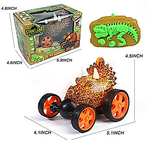 Dinosaur Remote Control Truck Toys, Dinosaur RC Stunt Car 360 Degree Rotation with LED Light, Monster Truck Toys for Kids Toddlers, Christmas Birthday Gifts for Boys Girls Age 3-8