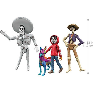 Disney Pixar Coco Storyteller Action Figure Multi-Pack, Miguel Hector Ernesto Dante In the Land of the Dead, Posable Movie Toys