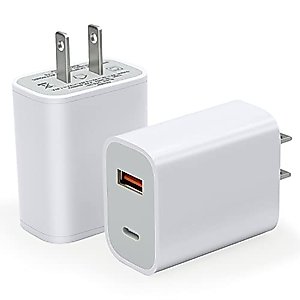 20W Fast Charger USB C, Etre Jeune 2 Pack Dual Port Type C Fast Charger Block Wall Plug Adapter PD & QC3.0 USB A Quick Charging Block for iPhone 14 13 12 Pro Max, Samsung, iPad, AirPods