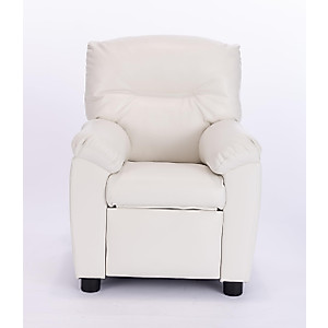 Q-Max Modern Sofa Chair with Pillow Top Armrest and Footrest, White Finish Children Recliner