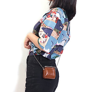 Yohora Women’s Genuine Leather Shoulder Bag Kiss Lock Crossbady Purse Retro Satchel Wallet Waterproof Coin Commuter Pouch