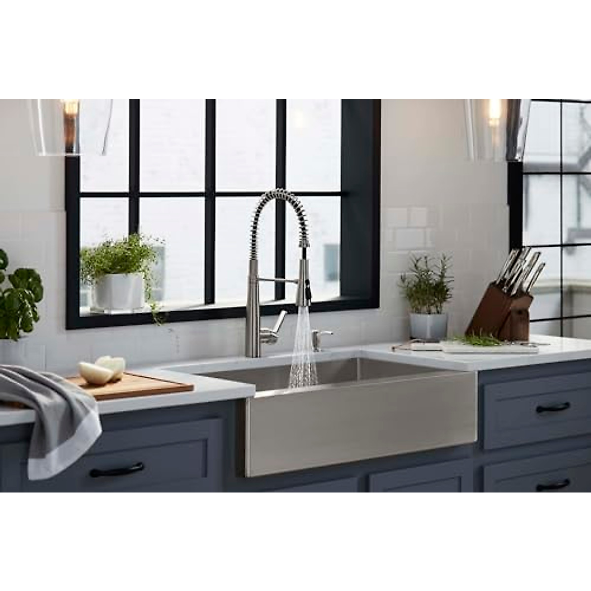 KOHLER K-REC22745-SD-2MB Semi-Professional Kitchen Faucet with Soap Dispenser, Vibrant Brushed Moderne Brass