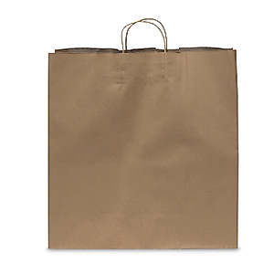 Brown Paper Bags with Handles - 18x7x18.75 Inch 100 Pack Large Plain Brown Paper Bags, Durable Kraft Paper for Retail Stores, Small Business, Shopping, Crafts, Gifts, Grocery items, in Bulk