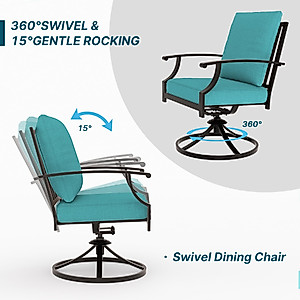 RTDTD 9 Pieces Outdoor Dining Set Patio Dining Table and Chairs Set Outdoor Furniture Set with 1 Rectangular Metal Dining Table with Umbrella Hole, 8 Patio Chairs with Blue Cushions