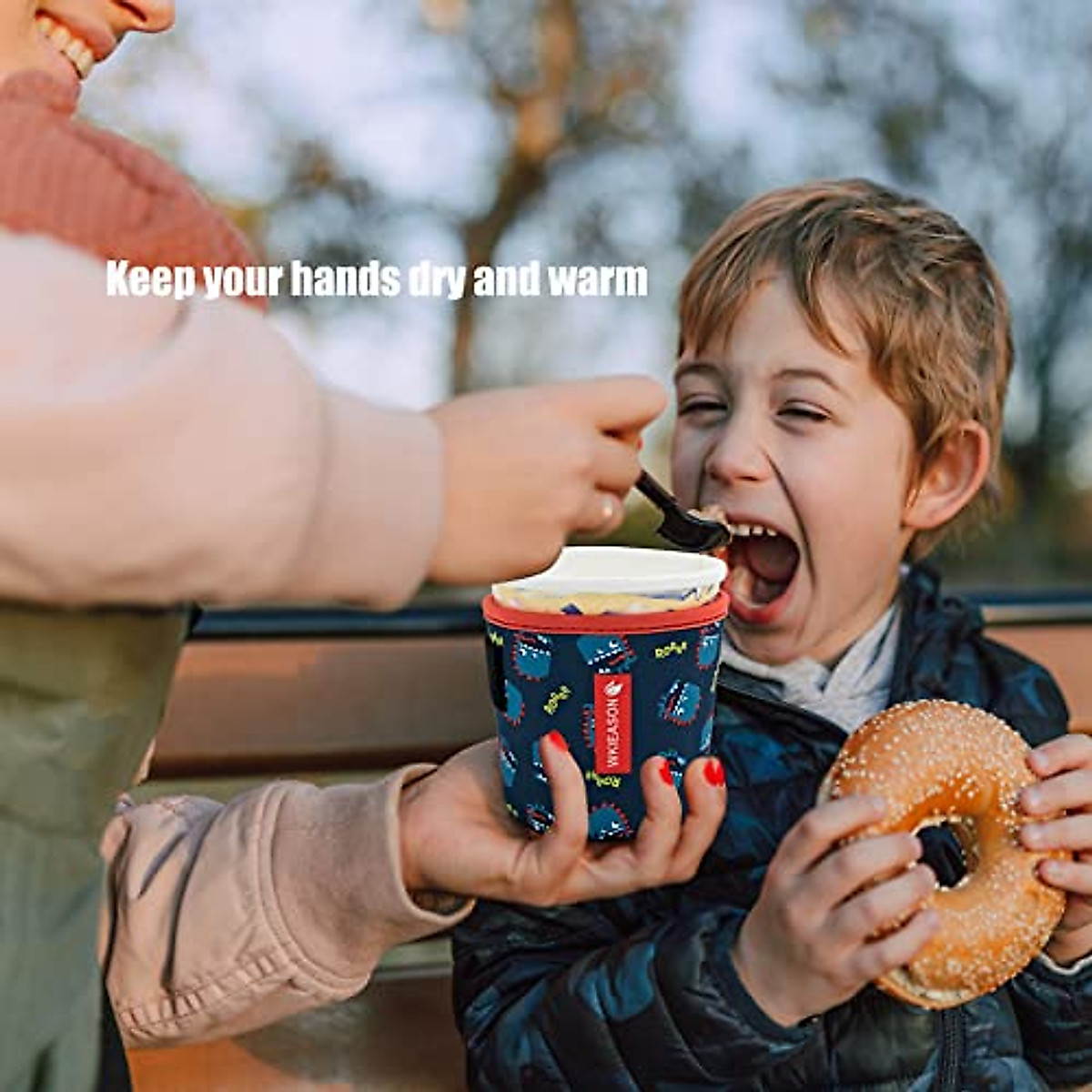 WK IEASON Ice Cream Sleeve Pin Neoprene Cooler Coozie Sleeve Insulators Cream Sleeves Neoprene Cover Holder with Spoon Holder (Floral patterns)