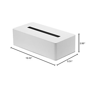 Yamazaki Home Rectangular Reusable Tissue Box Holder Cover Metal Container Case for Kitchen Bathroom or Bedroom Steel One Size White