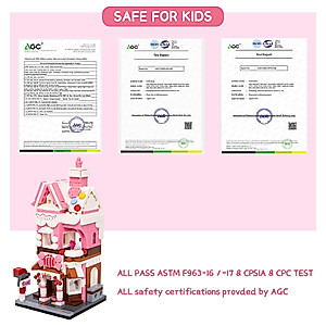 ANGFJ Girls Building Blocks Toys Candy House Building Kit Toys for Girls Street View Pink Bricks Toys Construction Play Set for Kids Best Gifts for Girls Age 6-12 and Up (319 Piece)